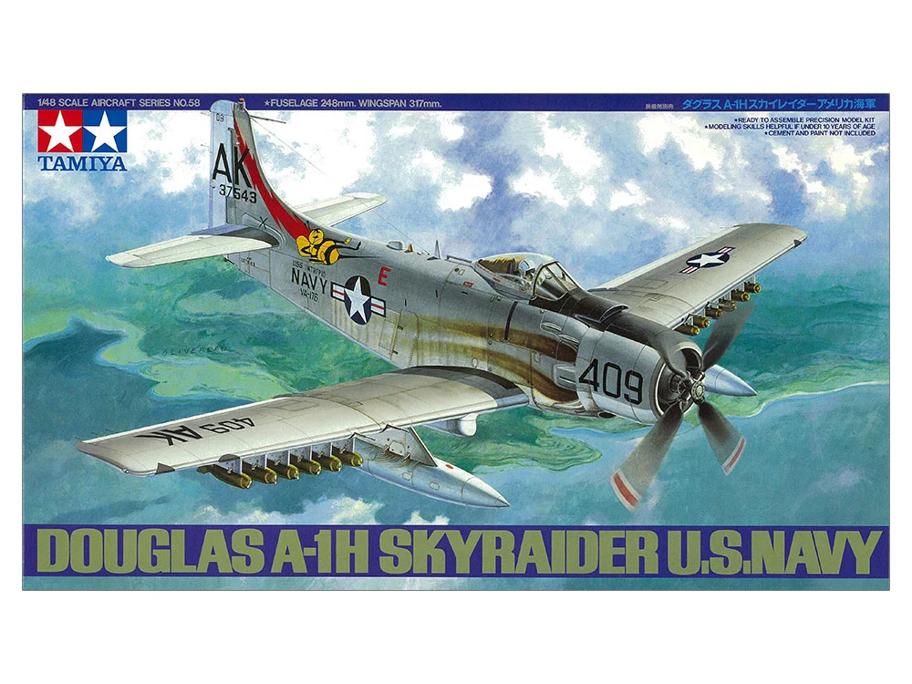 Tamiya Douglas A-1H Skyraider US Navy Plane Model Kit 61058 Scale 1/48